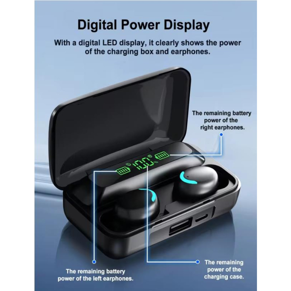F9 Wireless Earphones LED Dislpaly Binaural TWS Wireless Bluetooth ...